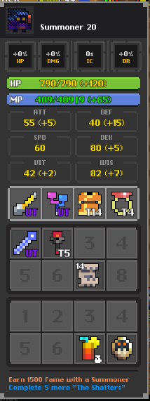 Rotmg Account Trickster 8/8 + Woodland Rare Pet H67 MH61 - Realm shop