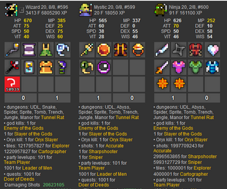 Rotmg Account 2 Characters 8/8 + Legendary MH86 H83 E71 - Realm shop